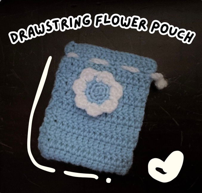 Flower drawstring pouch: Crochet pattern | Ribblr